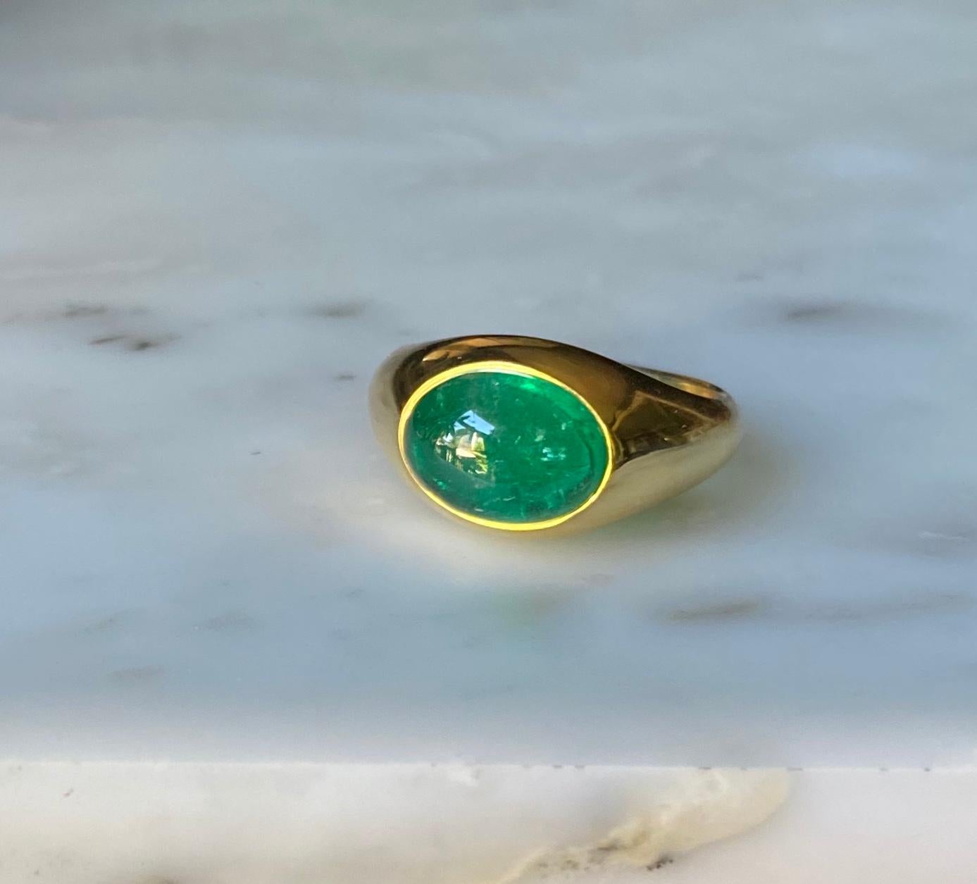 Colombian Emerald Cabochon Ring in 18 Karat Gold at 1stDibs | men's ...