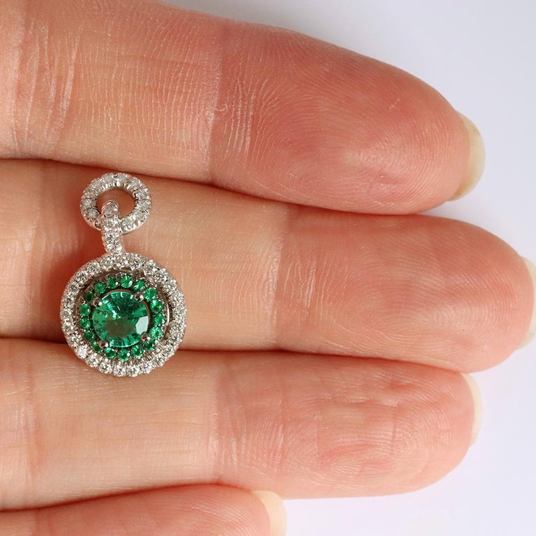 Colombian Emerald Diamond Halo Pendant and Diamond Enhancer Bail For ...