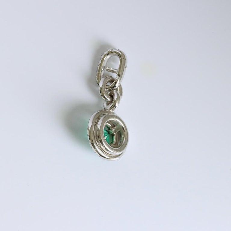 Colombian Emerald Diamond Halo Pendant and Diamond Enhancer Bail For ...