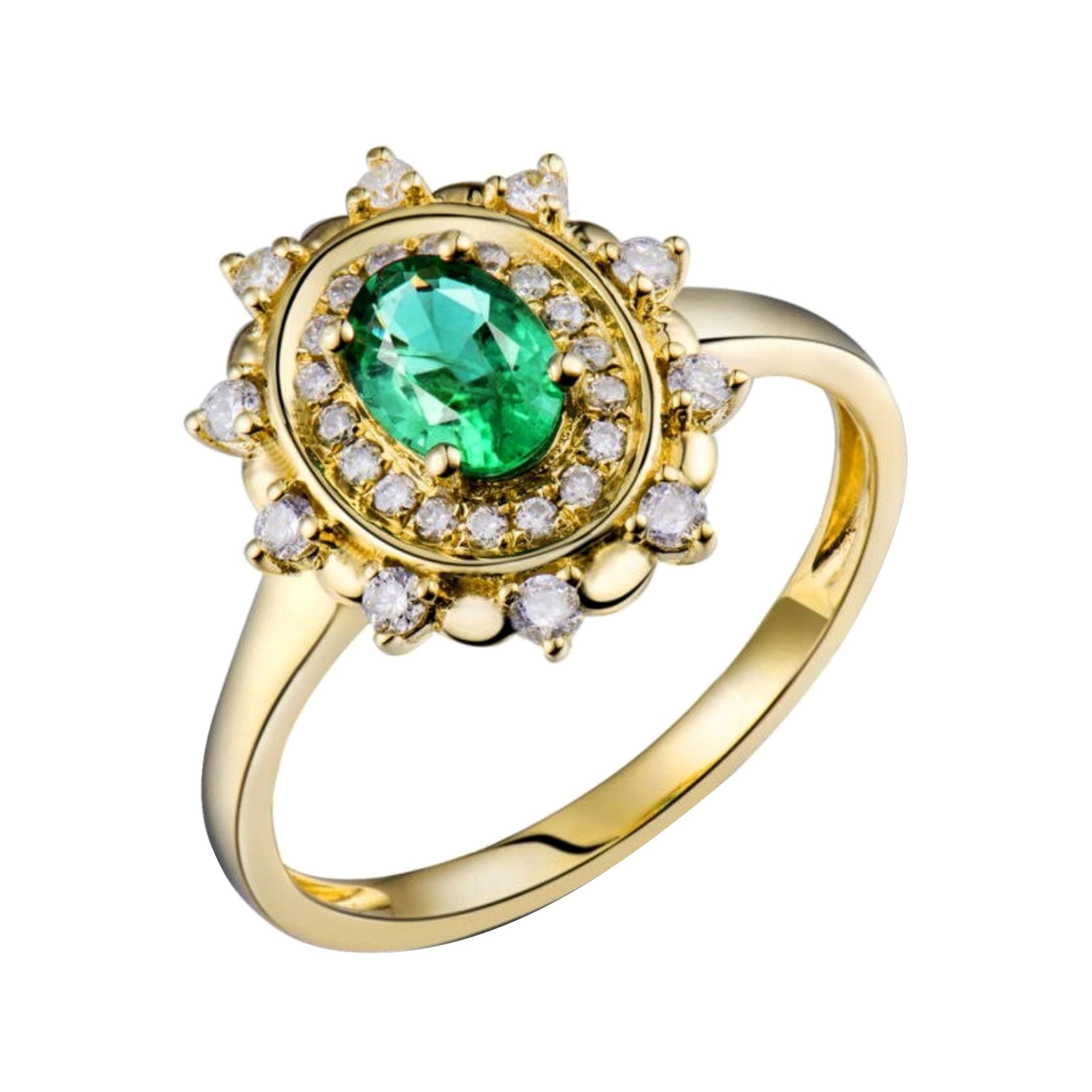 Colombian Emerald Diamond Ring 28k Yellow Gold For Sale at 1stDibs ...