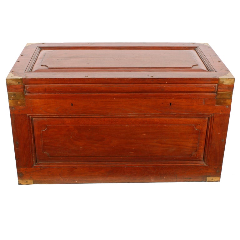 Colonial Brass Bound Military Teak Trunk, circa 1860 For Sale at 1stDibs