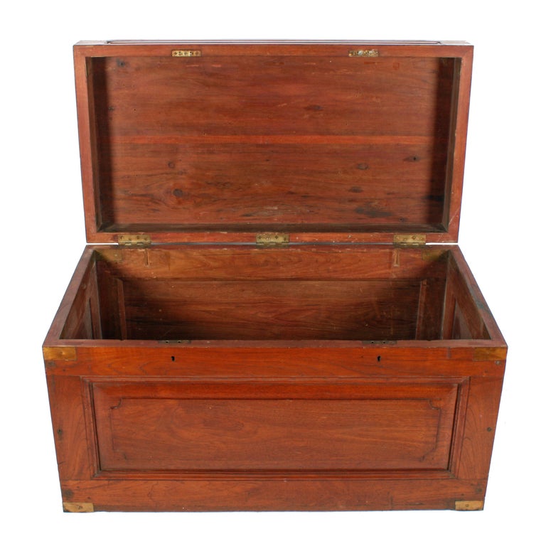 Colonial Brass Bound Military Teak Trunk, circa 1860 For Sale at 1stDibs