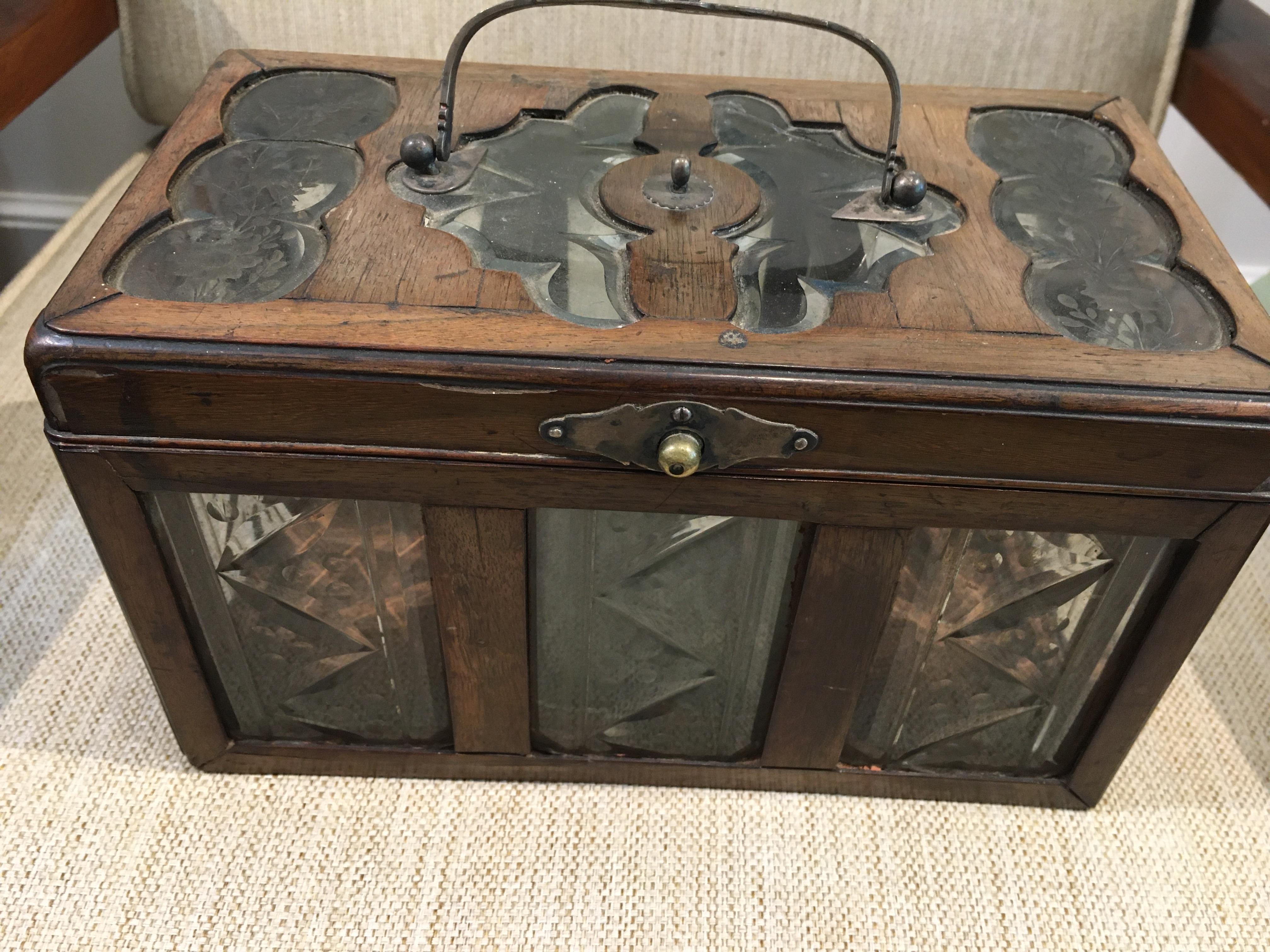 Colonial British Teak and Glass Tea Caddy, Early 1900s at 1stDibs