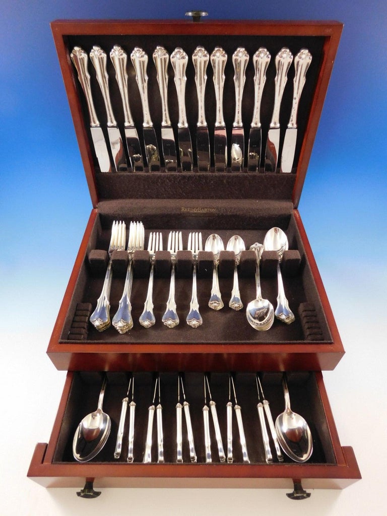 Colonial by Camusso Sterling Silver Flatware Set for 12 Service 75 Pcs ...