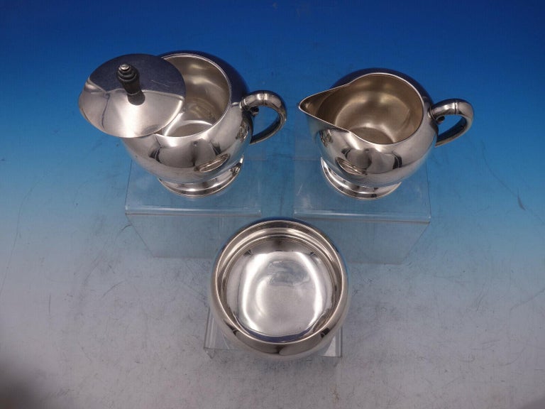 Colonial Fiddle by Tuttle Sterling Silver Tea Set 5 Piece '#6120' Vintage For Sale at 1stDibs