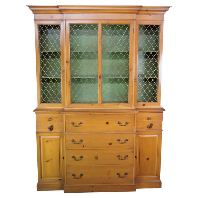 Colonial MFG Co Vintage Pine Breakfront Butler Secretary Desk China ...
