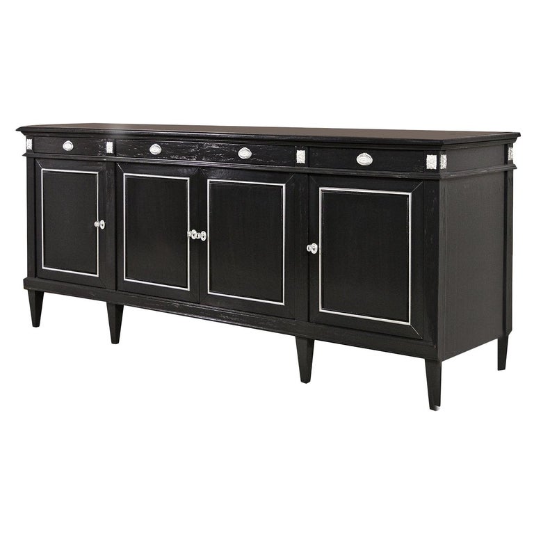 Colonial-Style 4-Door Black Oak Sideboard For Sale at 1stDibs
