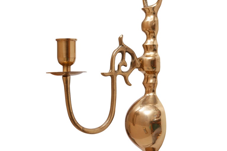 Colonial Style Brass Candle Sconces, a Pair For Sale at 1stDibs ...
