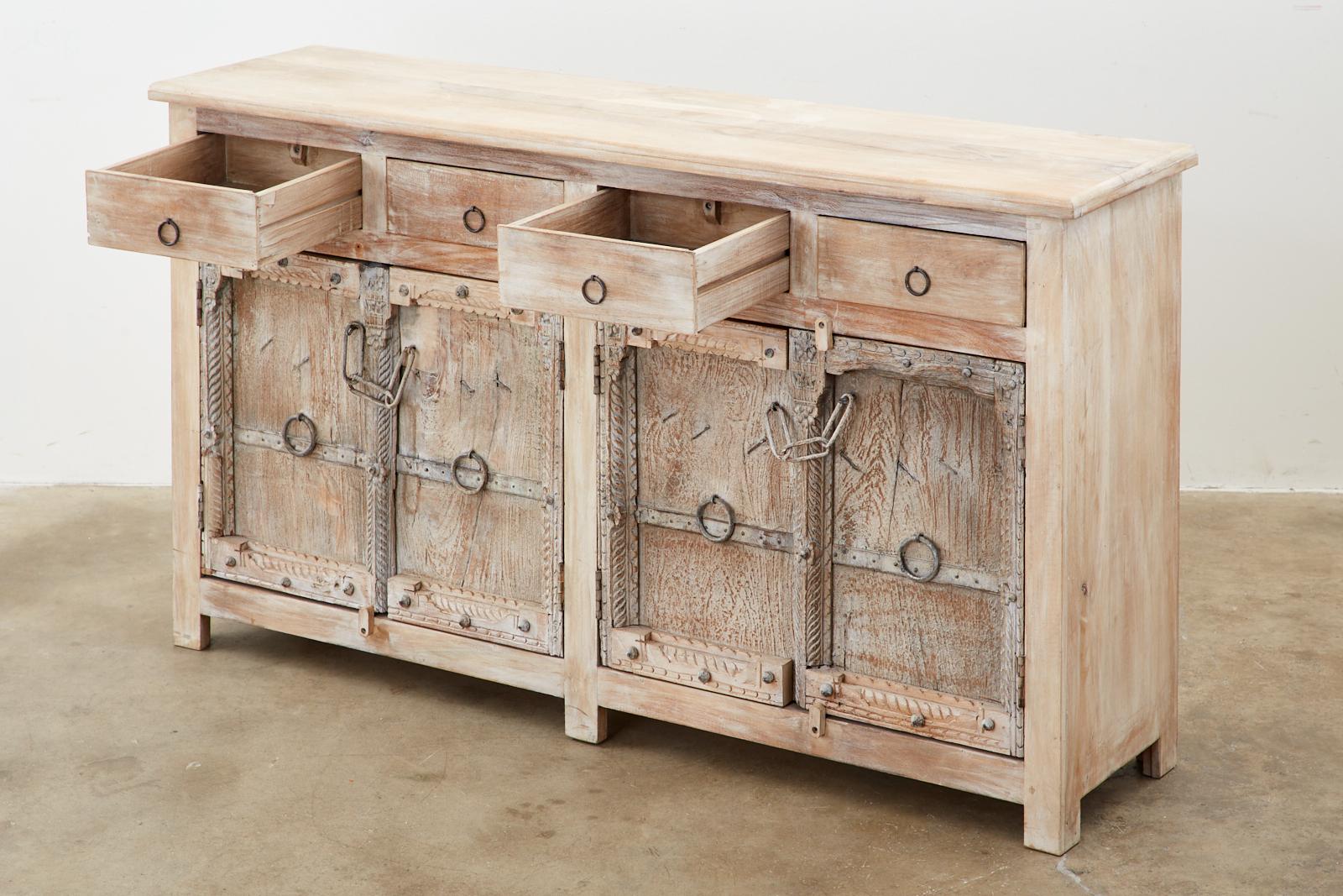 Colonial Style Indian Bleached Teak Sideboard Server Cabinet at 1stDibs ...