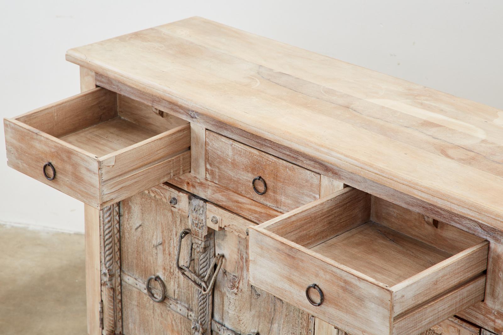 Colonial Style Indian Bleached Teak Sideboard Server Cabinet at 1stDibs ...