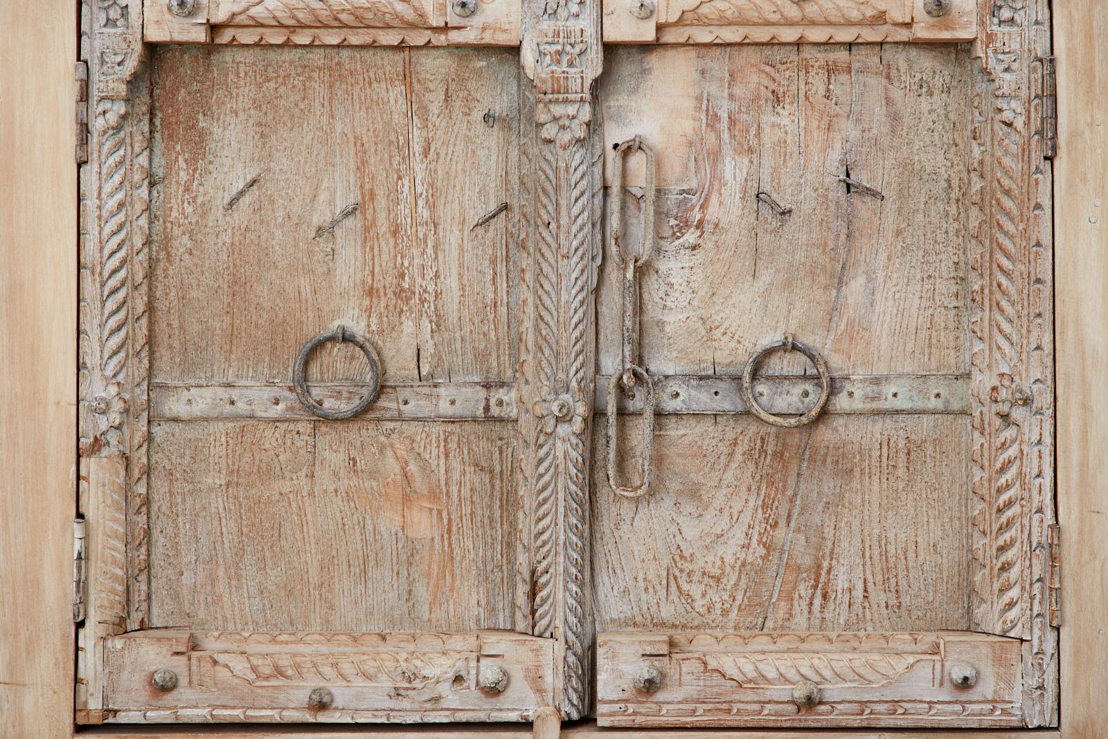 Colonial Style Indian Bleached Teak Sideboard Server Cabinet at 1stDibs ...