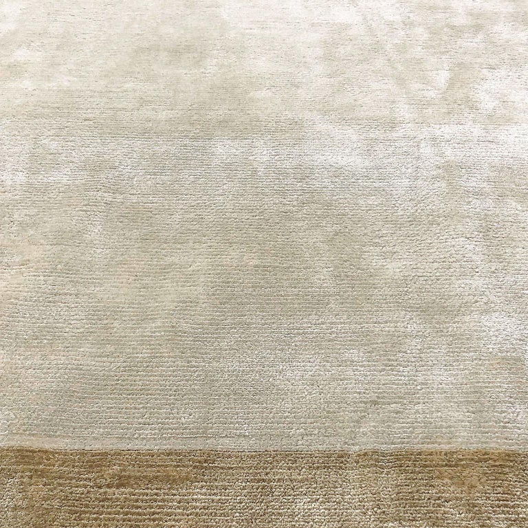 Color Block Gold - Plain Contemporary Hand Knotted Bamboo Silk Rug For ...