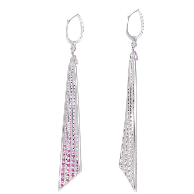 Color Changing Diamond, Ruby and Pink Sapphire Ombre' Dangle Earrings ...