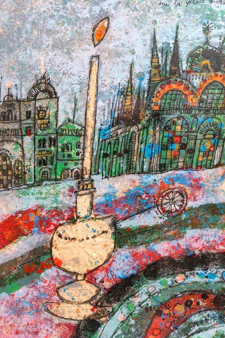 Color Lithograph, Théo Tobiasse, a Light on Saint Mark's Square, XXth ...