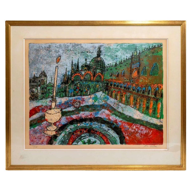 Color Lithograph, Théo Tobiasse, a Light on Saint Mark's Square, XXth ...