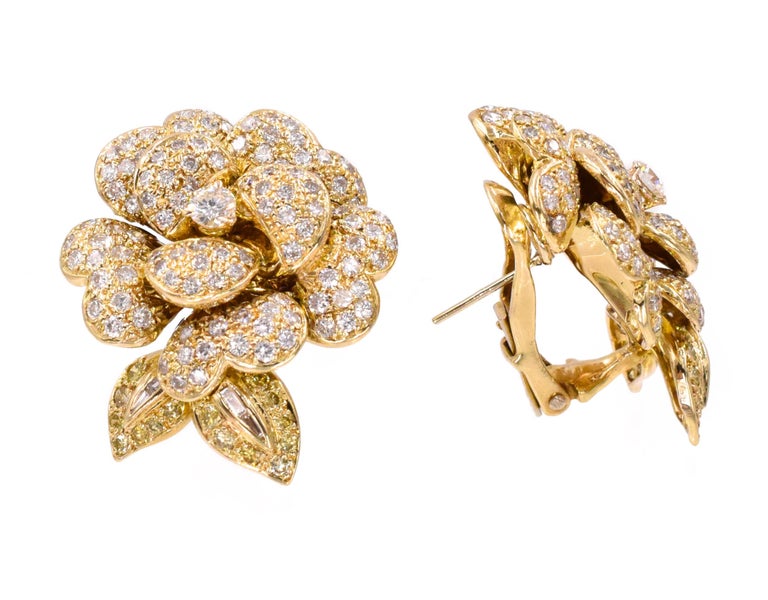 Colored Diamond Ear-Clips For Sale at 1stDibs