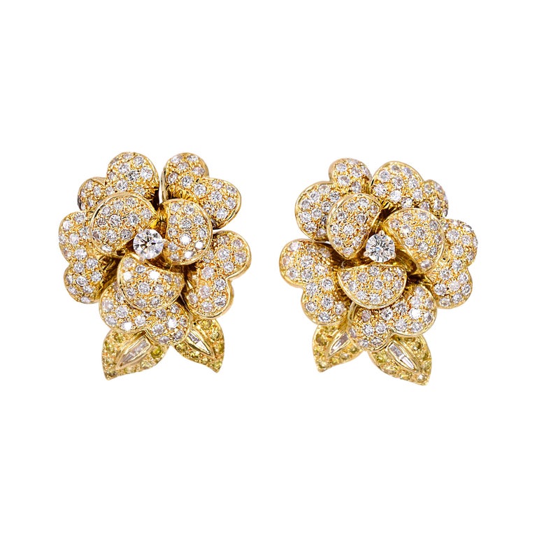 Colored Diamond Ear-Clips For Sale at 1stDibs