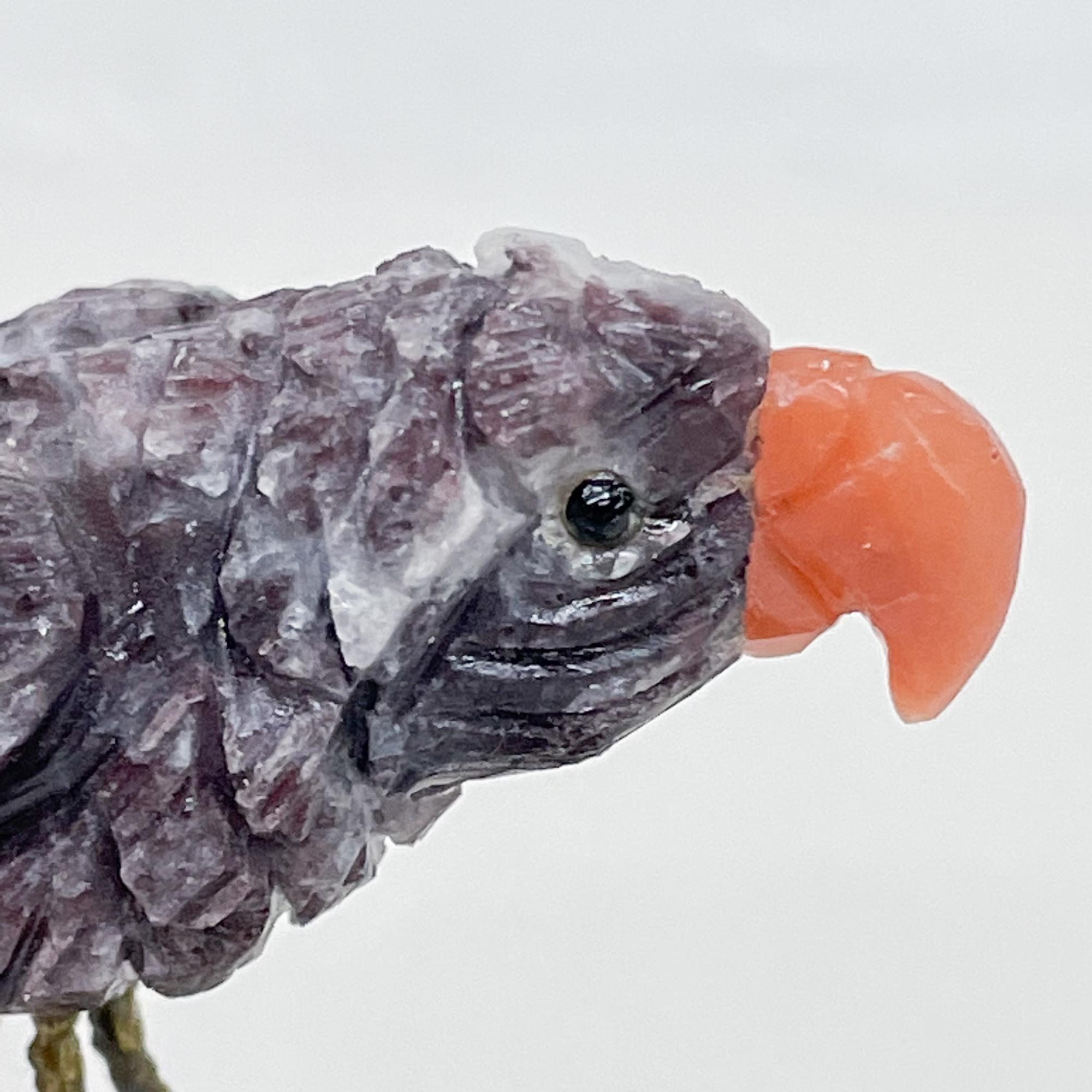 Stone Mounted BIRD Sculpture Modern Art in Colored Quartz Rock 1980s ...