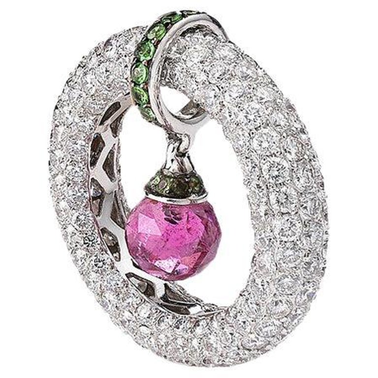 Colored Stones and Diamond Gold Ring For Sale at 1stDibs