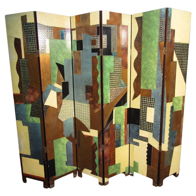 Colorful 6-Panel Room Divider For Sale at 1stDibs | colorful room dividers