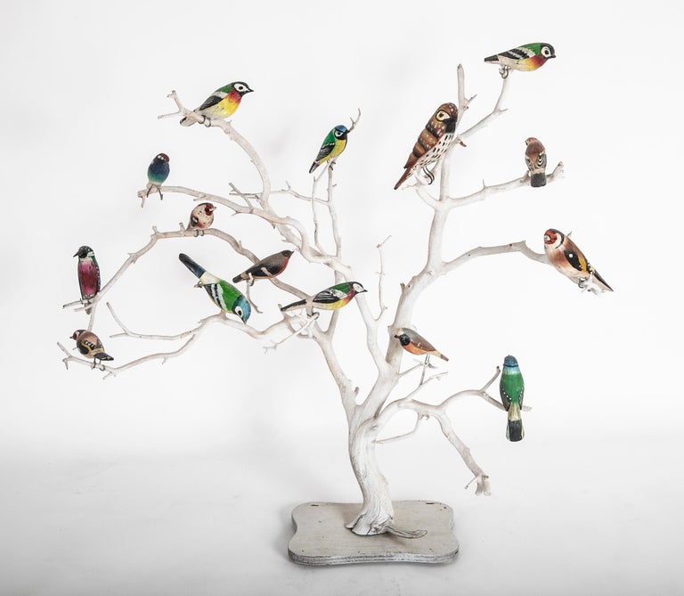 Colorful and Charming Folk Art Bird Tree at 1stDibs