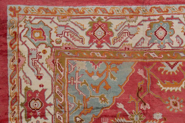 Colorful Antique Oversize Square Oushak Rug at 1stDibs