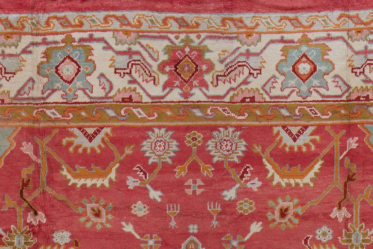 Colorful Antique Oversize Square Oushak Rug at 1stDibs