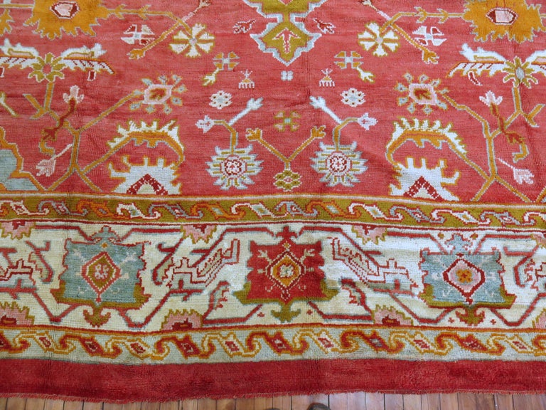 Colorful Antique Oversize Square Oushak Rug at 1stDibs