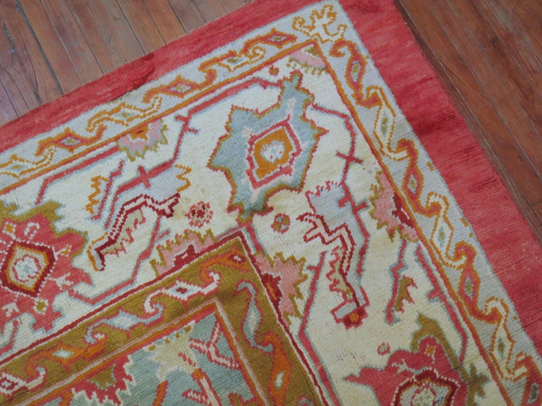 Colorful Antique Oversize Square Oushak Rug at 1stDibs
