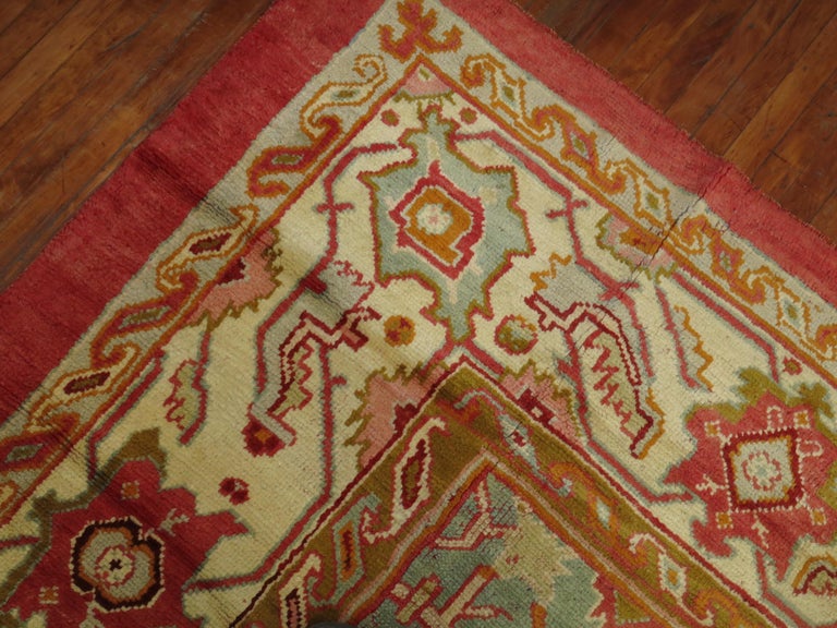 Colorful Antique Oversize Square Oushak Rug at 1stDibs
