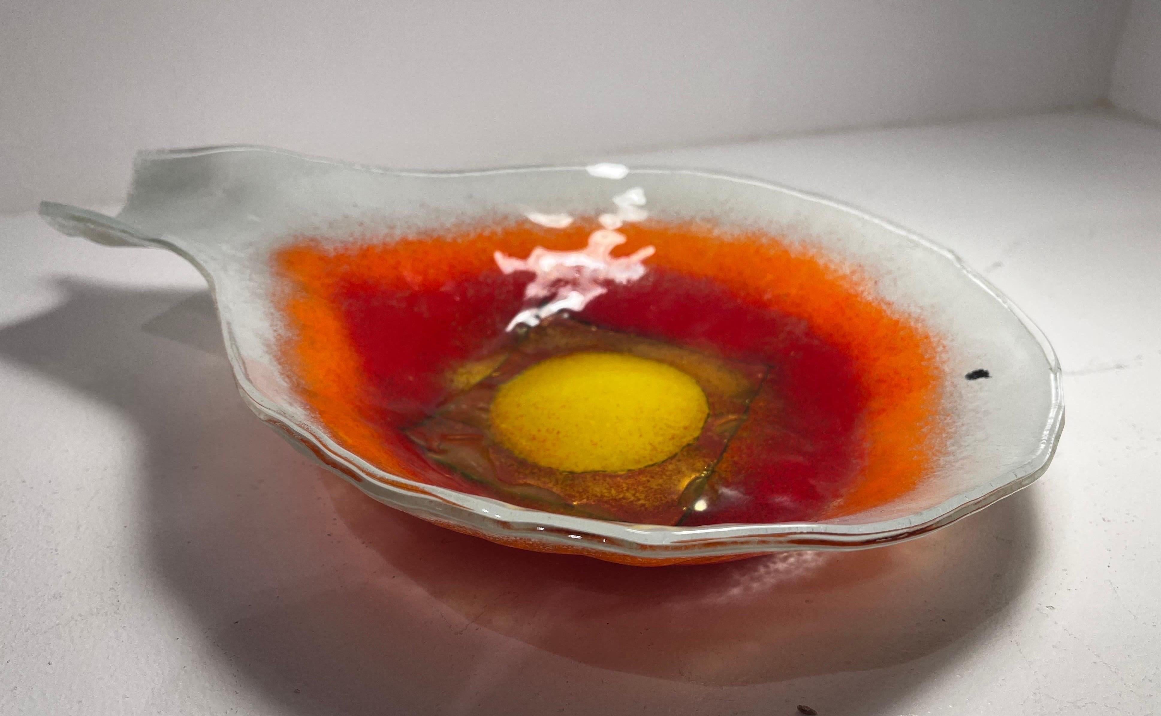 Colorful "Art Glass" dish, circa 1970 For Sale at 1stDibs