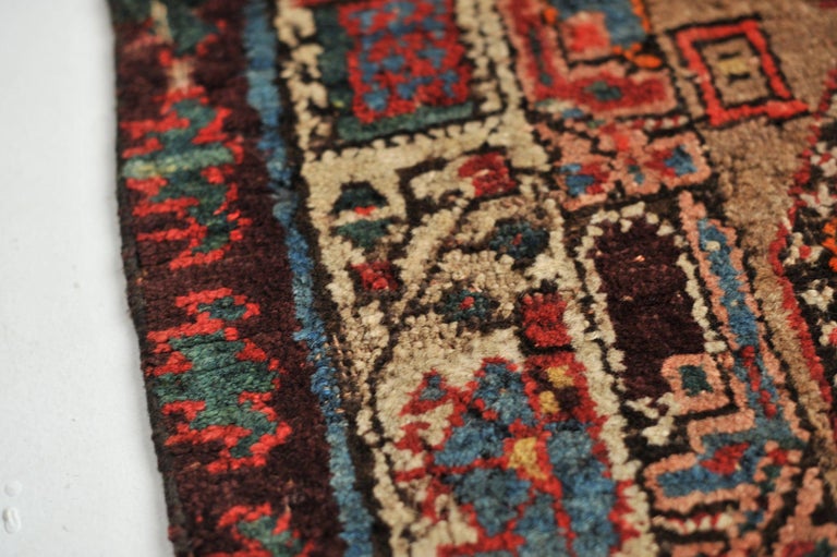 Colorful Camel Hair Tribal Runner with Iconic Fence Design, c.1940's ...