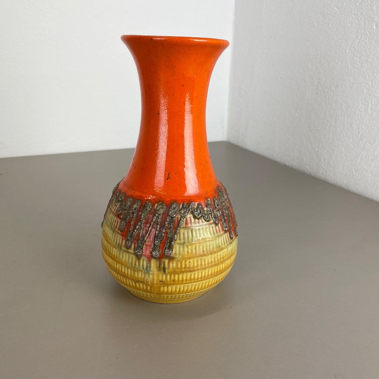 Colorful Fat Lava Pottery "Orange and Yellow" Vase Jasba Ceramics ...
