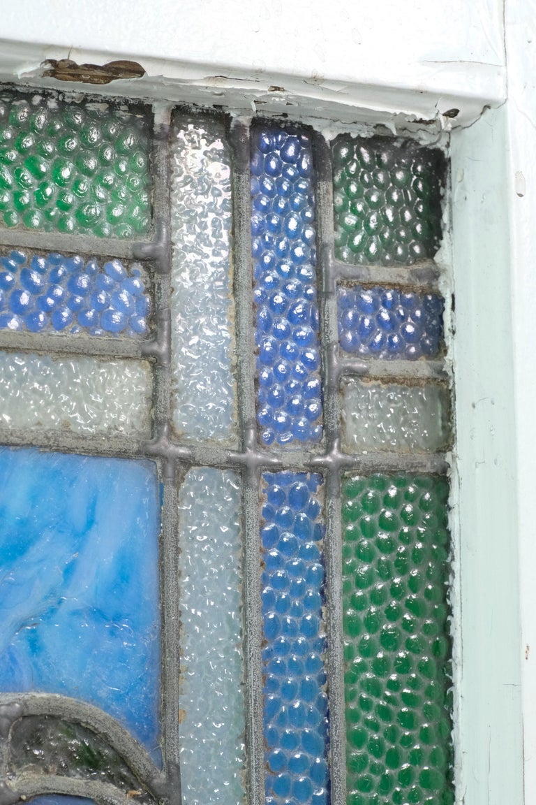 Colorful Framed Stained Glass Window Shield Crest Design For Sale at ...