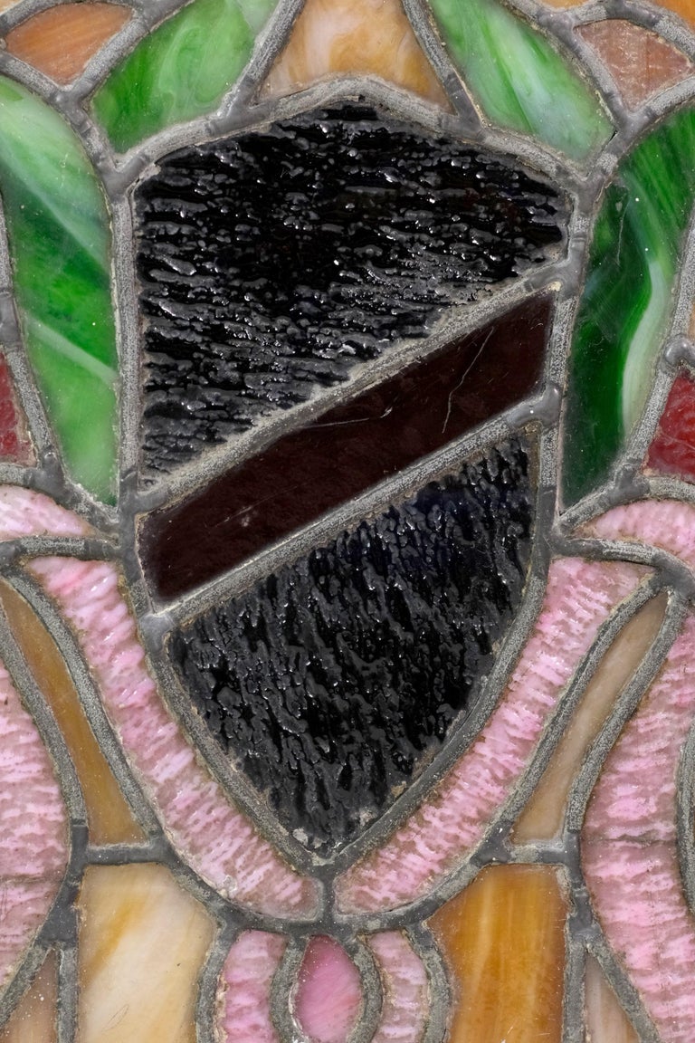 Colorful Framed Stained Glass Window Shield Crest Design For Sale at ...