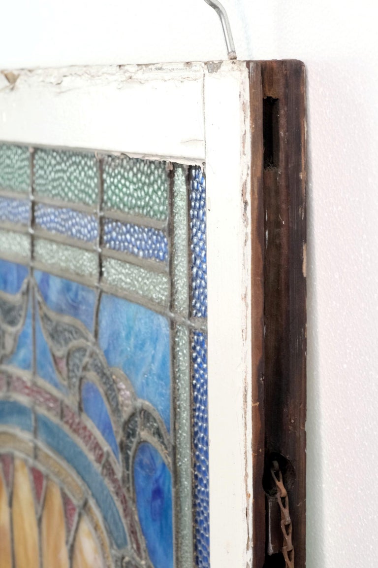 Colorful Framed Stained Glass Window Shield Crest Design For Sale at ...