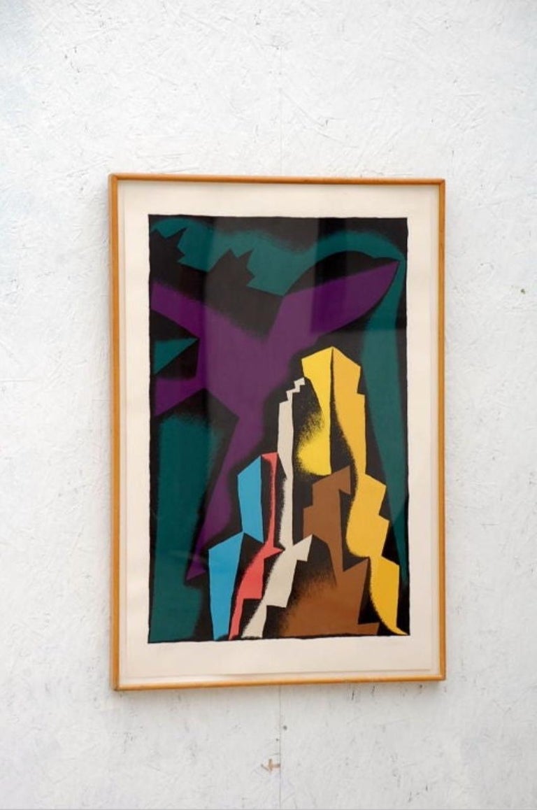 Colorful Geometric Print, Framed For Sale at 1stDibs