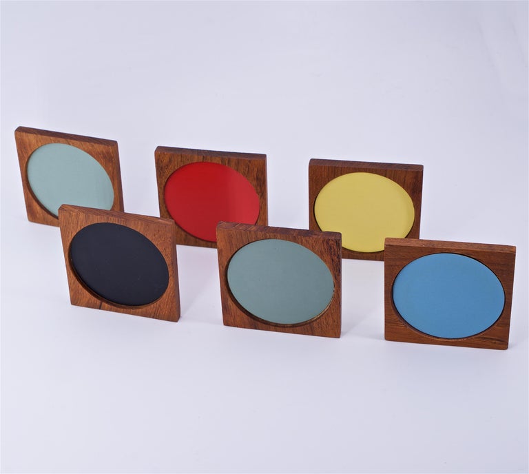 Colorful Graphic Design Teak Cocktail Coasters Midcentury Palm Springs ...