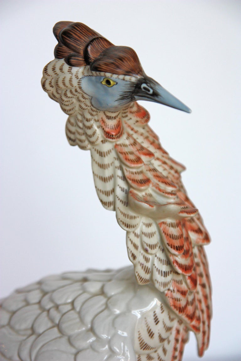 Colorful Italian Mottahedeh Bird Sculpture at 1stDibs