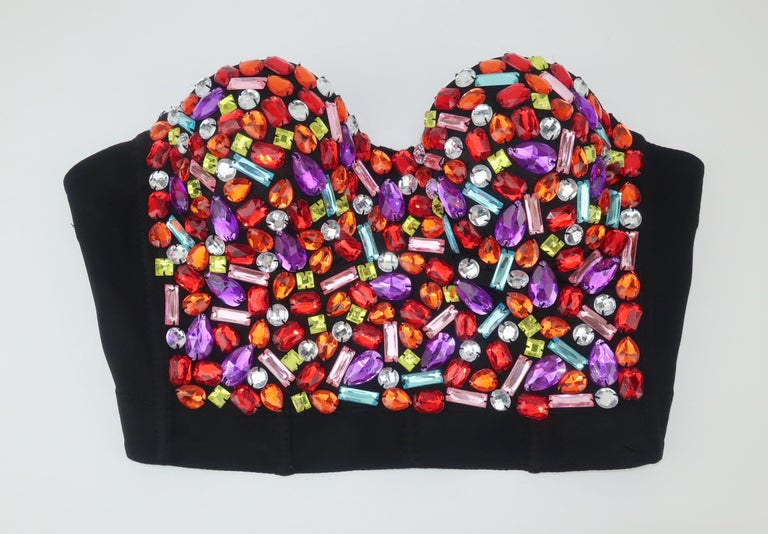 Colorful Jeweled Black Bustier Corset Top at 1stDibs | colorful corset ...
