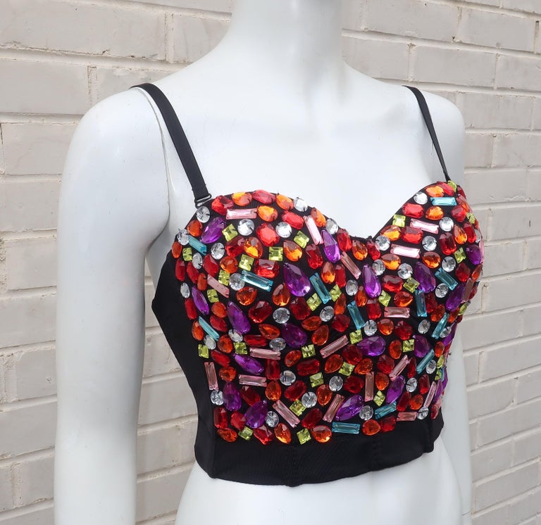 Colorful Jeweled Black Bustier Corset Top at 1stDibs | colorful corset ...