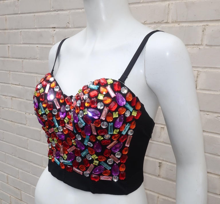 Colorful Jeweled Black Bustier Corset Top at 1stDibs | colorful corset ...