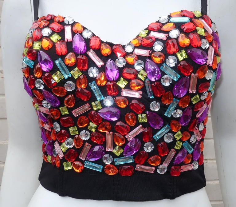 Colorful Jeweled Black Bustier Corset Top at 1stDibs | colorful corset ...