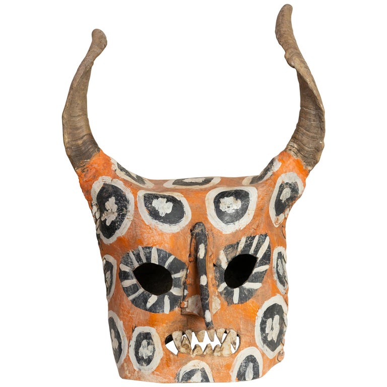 Colorful Leather Tiger Mexican Mask at 1stDibs | mexican mask-folk art ...