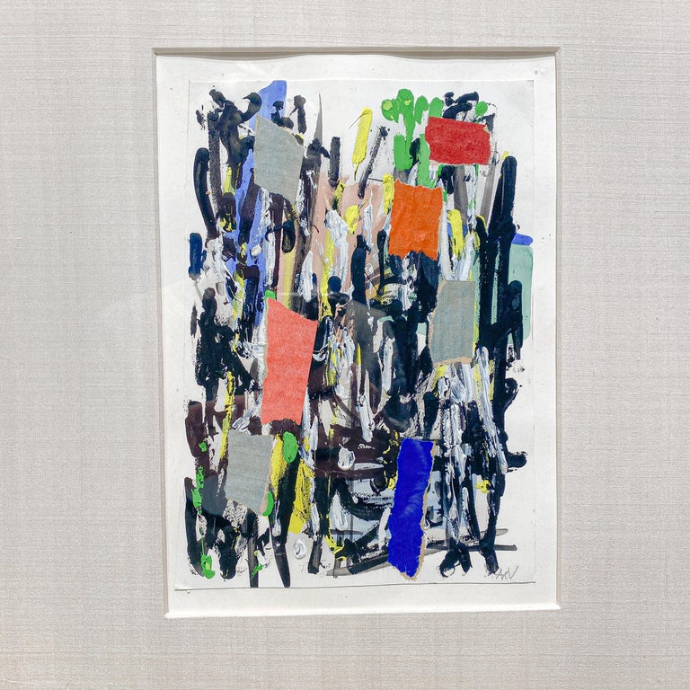 Colorful mixed media collage André van der vossen (1893-1963), abstract ...