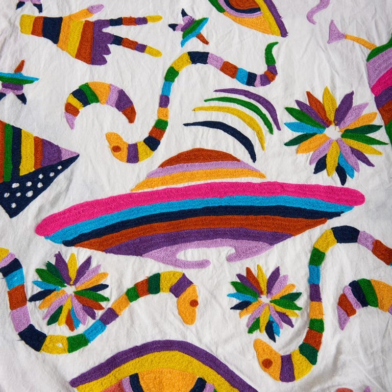 Colorful Ottomi Inspired Embroidered Coverlet Bedspread Wall Hanging ...