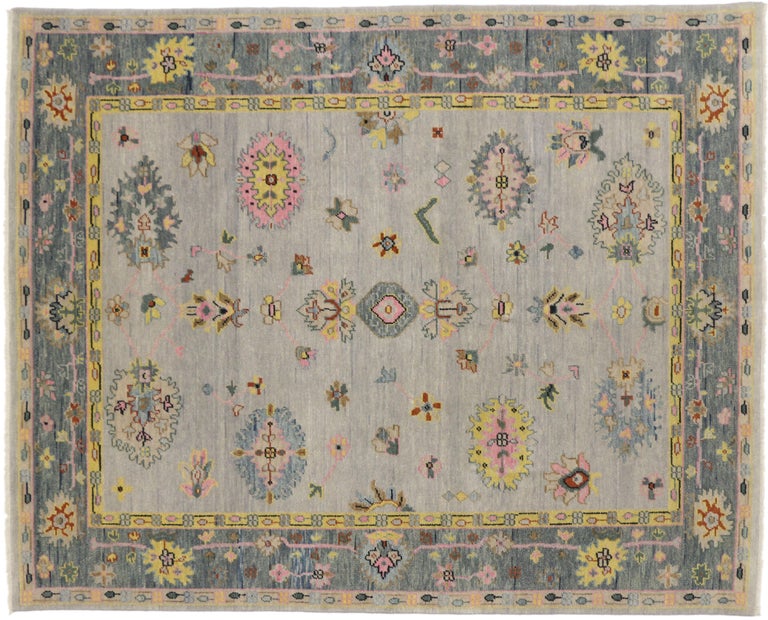 Colorful Pastel Oushak Area Rug with Modern Style at 1stDibs