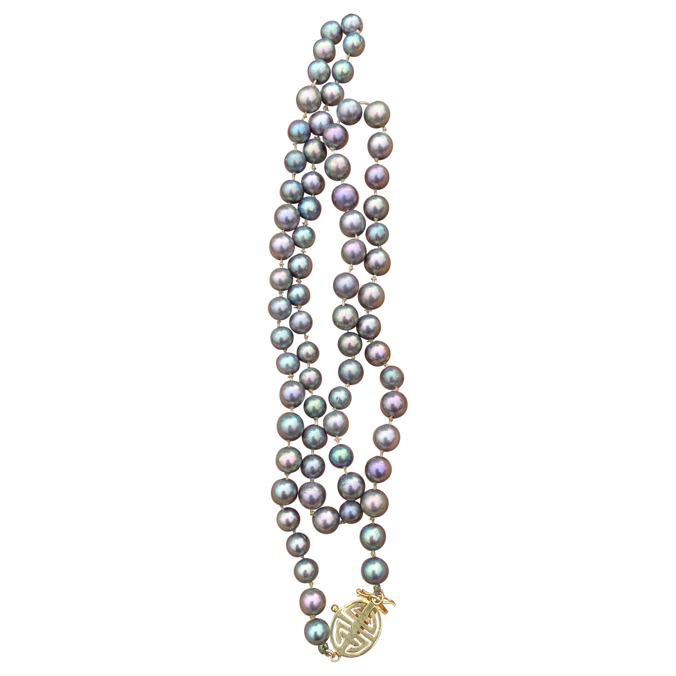 14 Karat Yellow Gold Pearl Strand Necklace For Sale At 1stdibs