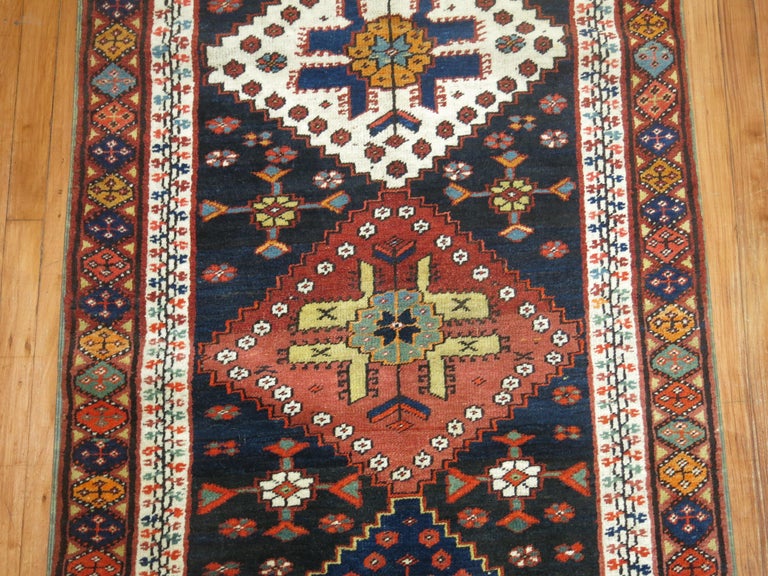 Colorful Persian Kurd Tribal Geometric Runner For Sale at 1stDibs