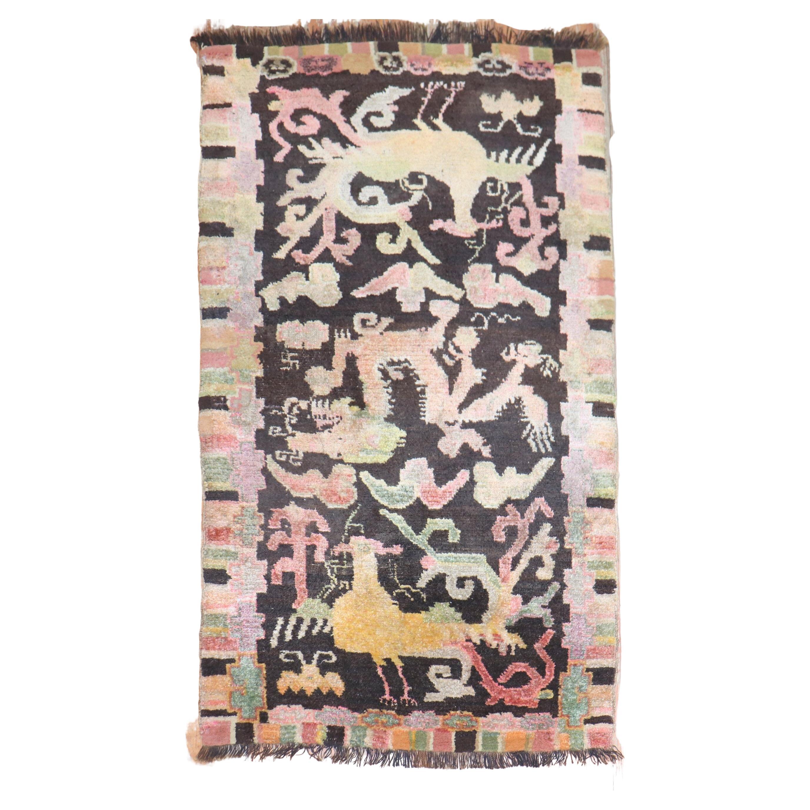 Tibetan Pictorial Throw Rug For Sale at 1stDibs